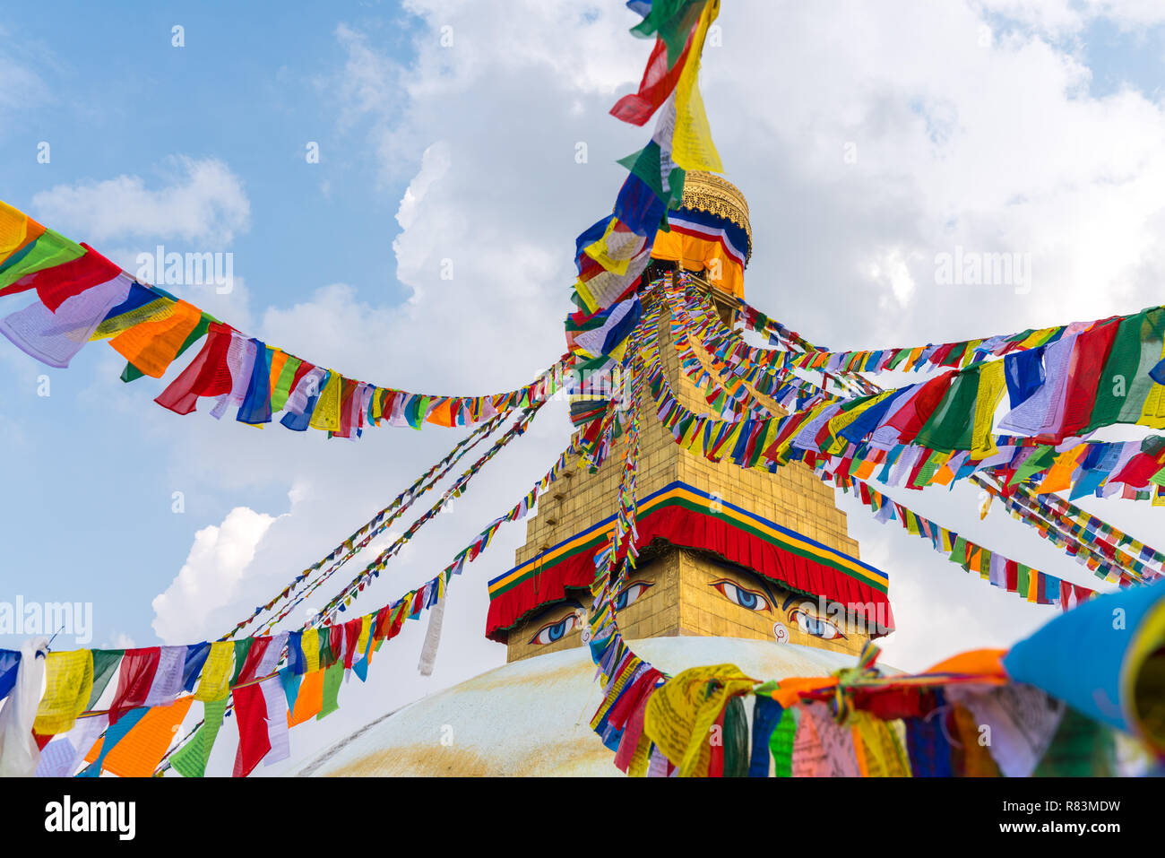 Boudhanath Stupa in Kathmandu, Nepal. Buddhist stupa of Boudha Stupa is ...