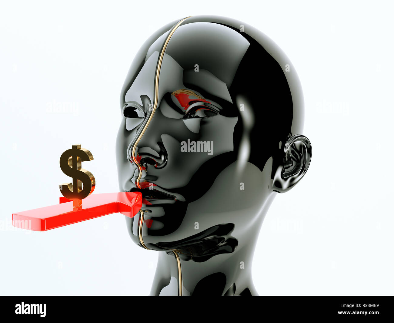 Consumption or consumerism arrow and dollar sign near human or customer ...