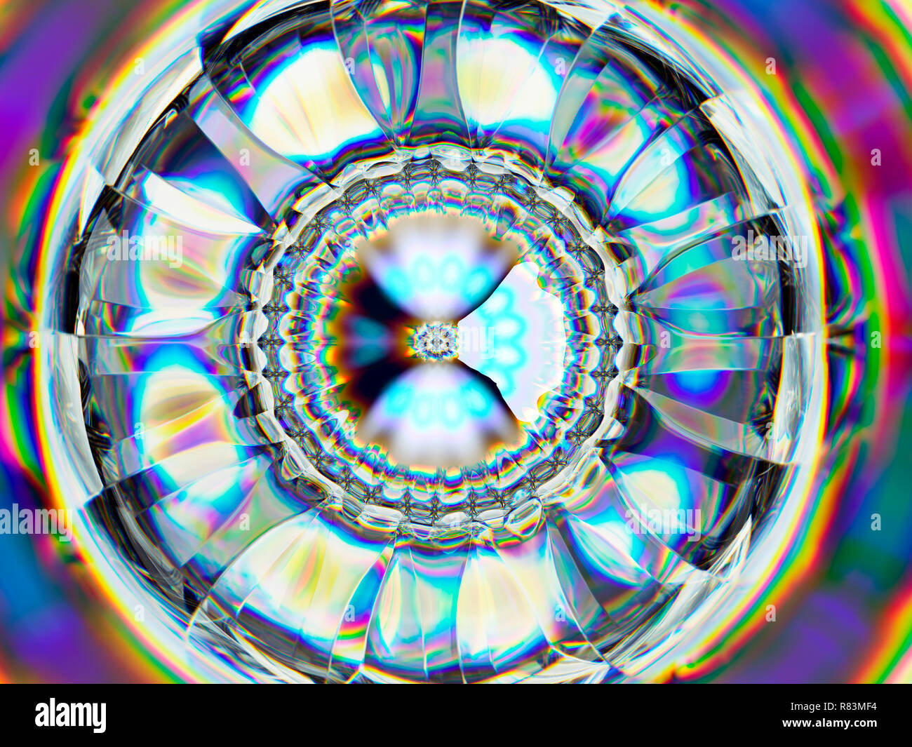 gradient glass texture closeup with kaleidoscope effect. top view of ...