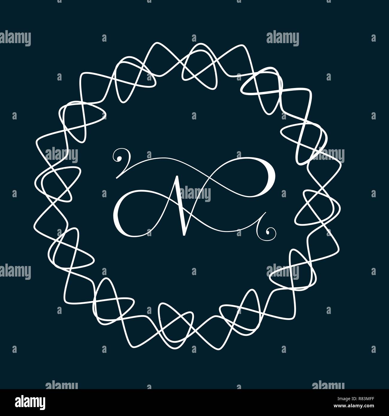 Ornate letter N - hand lettering calligraphy monogram design Stock ...