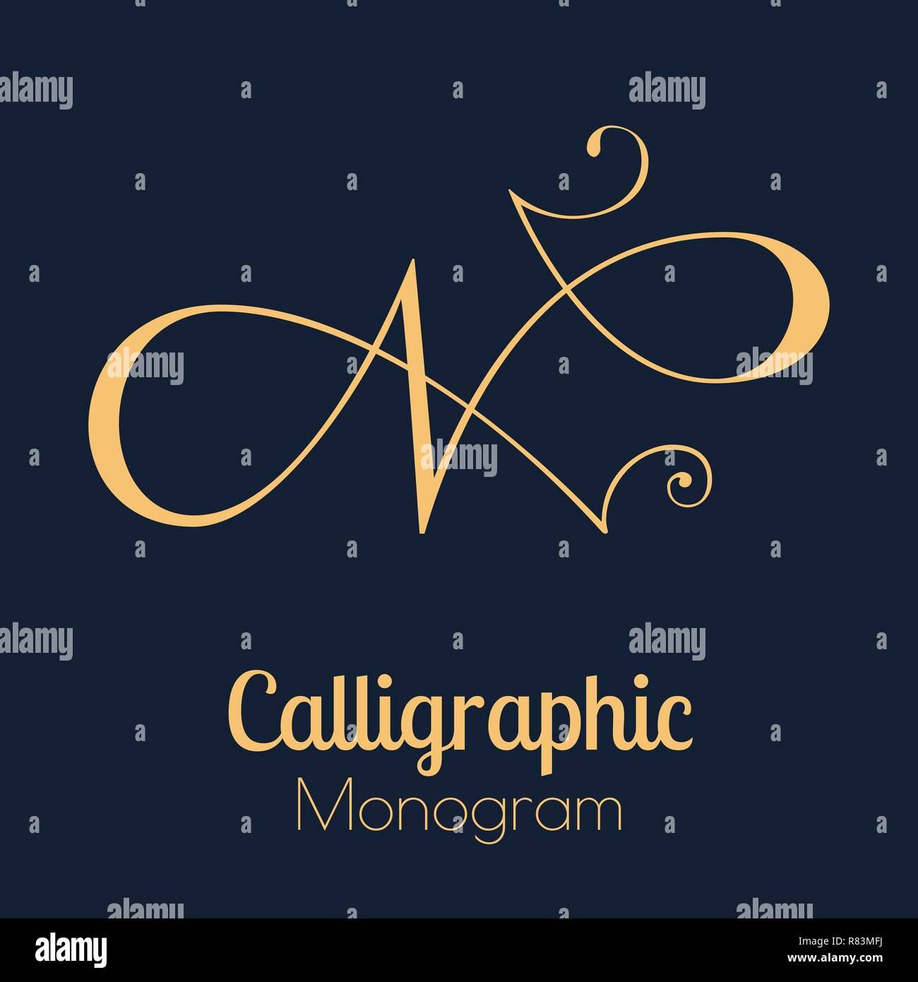 Letter N - elegant copperplate monogram design Stock Vector Image & Art - Alamy