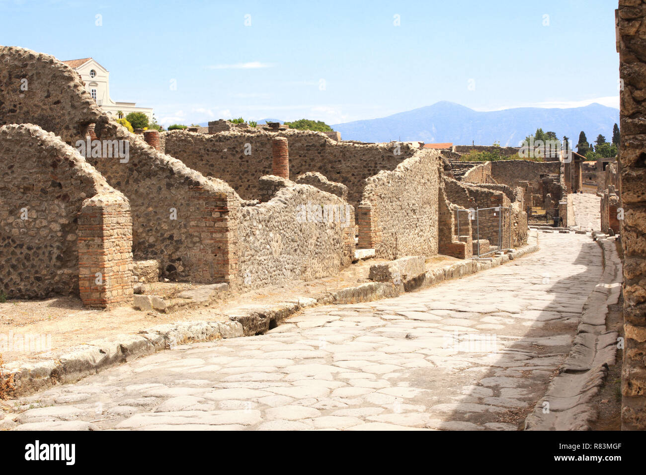 Ancient street in Pompeii, Italy. Summer day Stock Photo - Alamy