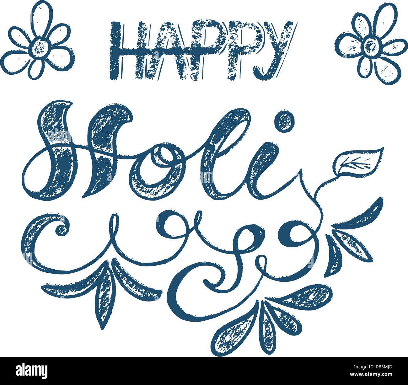 Happy Holi hand lettering isolated on white background Stock Vector ...