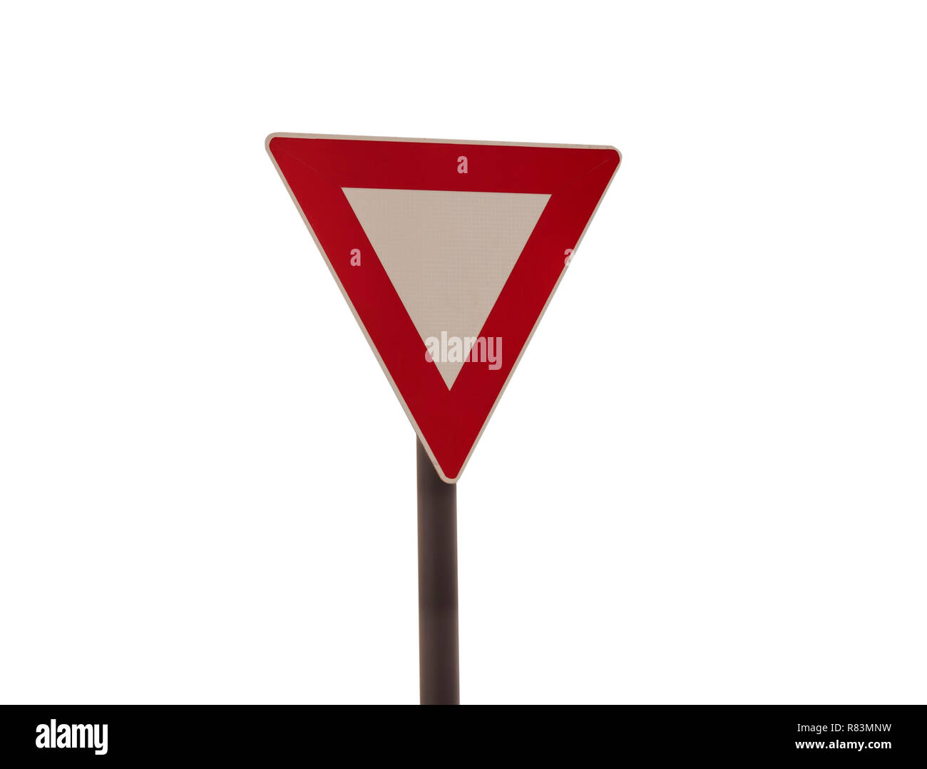 give way traffic sign isolated on white Stock Photo - Alamy