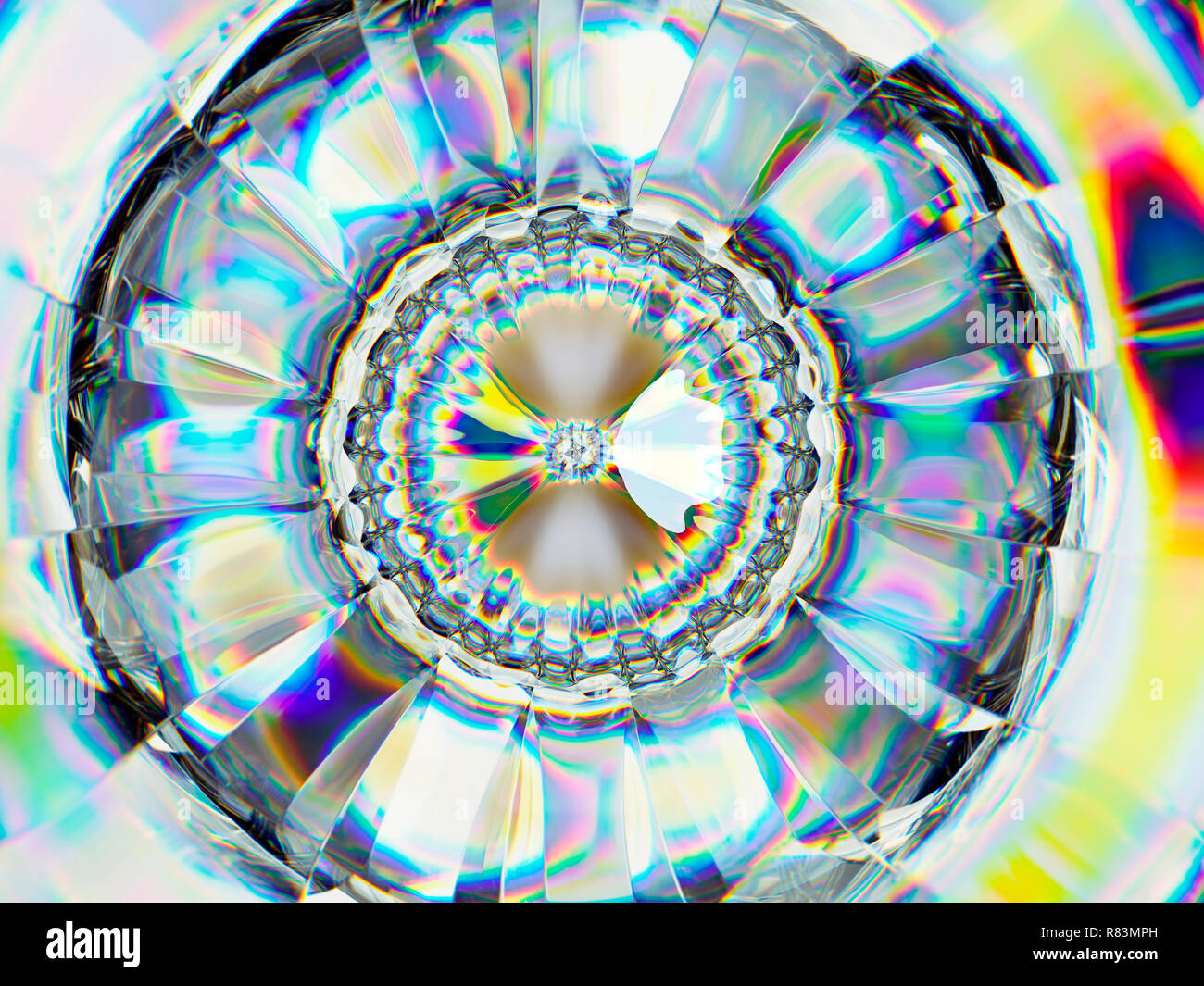 gradient glass texture closeup with kaleidoscope effect. top view of ...