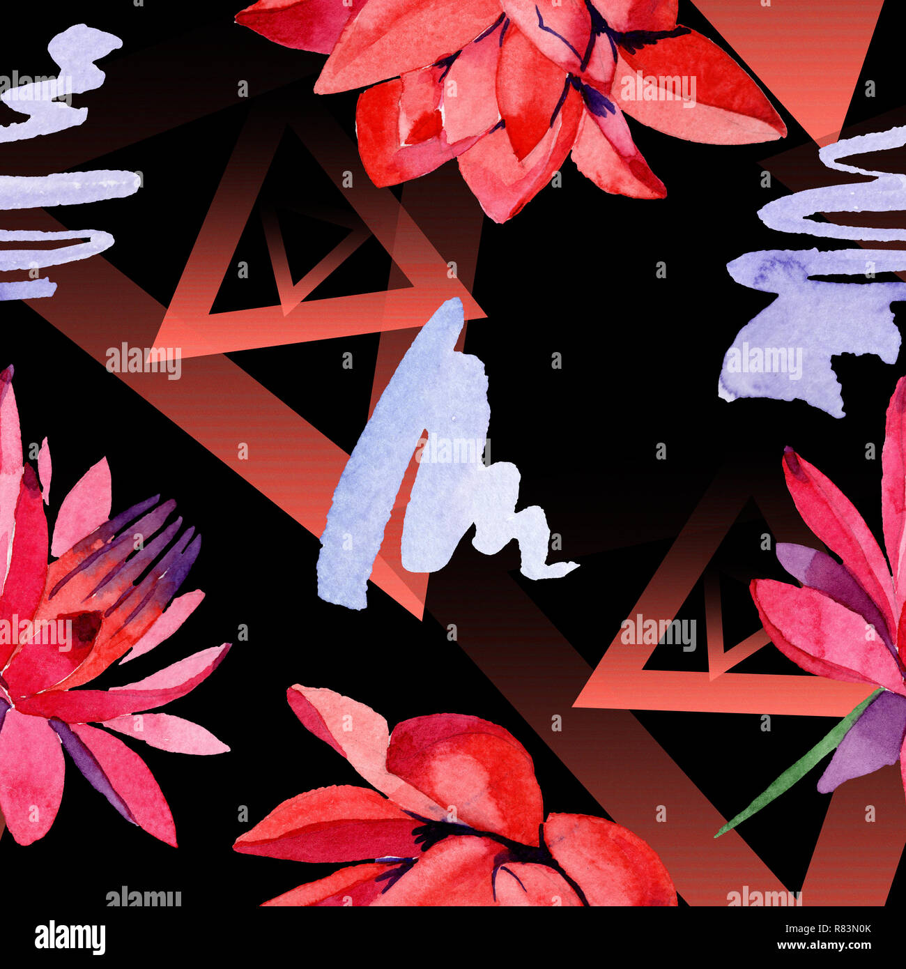 Red lotus. Floral botanical flower. Watercolor background illustration ...