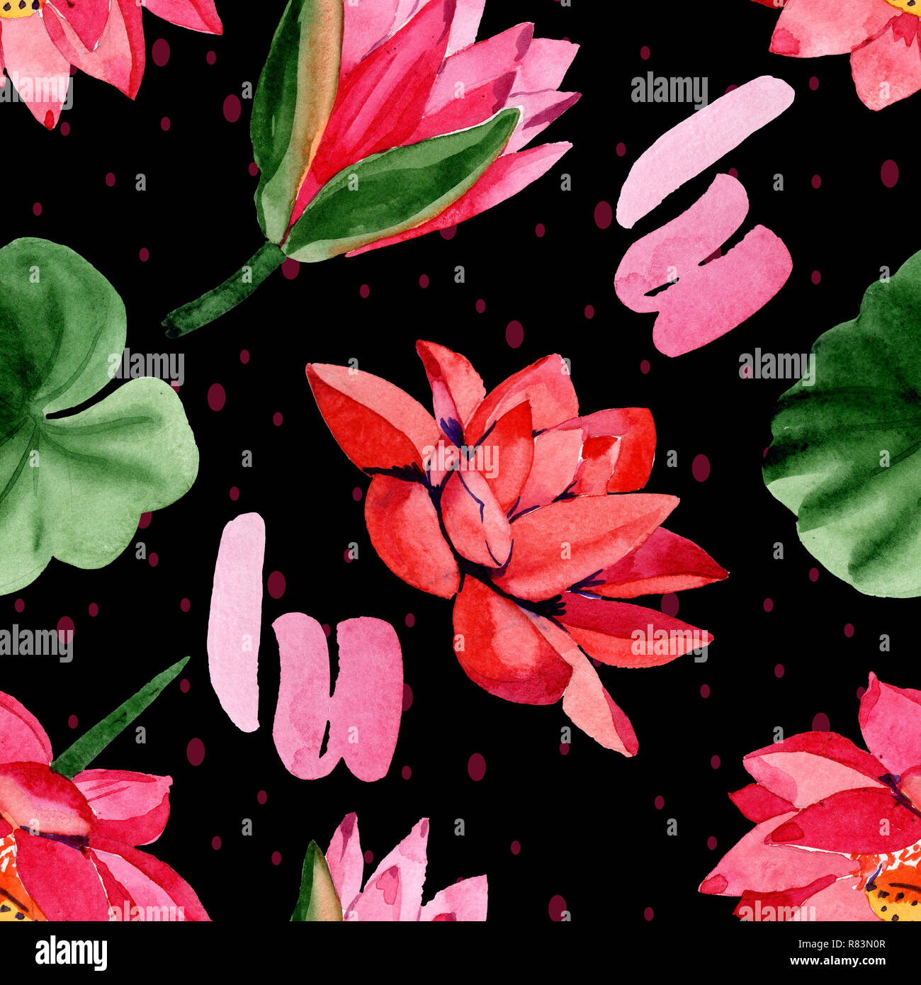 Red lotus. Floral botanical flower. Watercolor background illustration ...