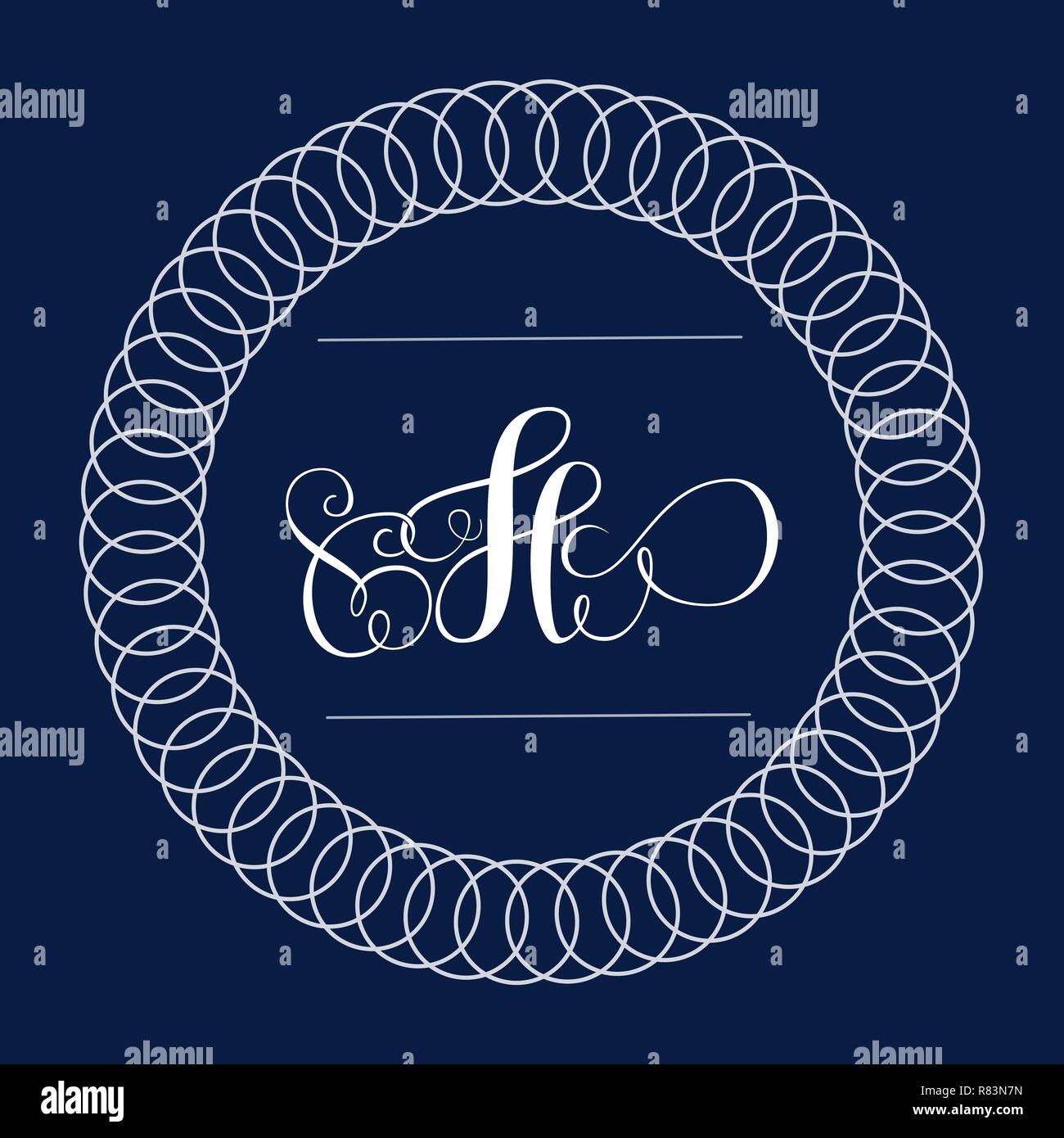 Ornate letter H - hand lettering calligraphy monogram design Stock ...
