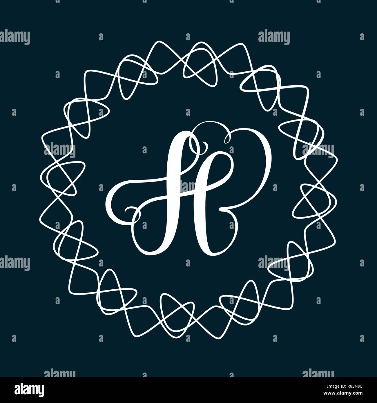 Letter H - hand lettering design in copperplate style Stock Vector ...