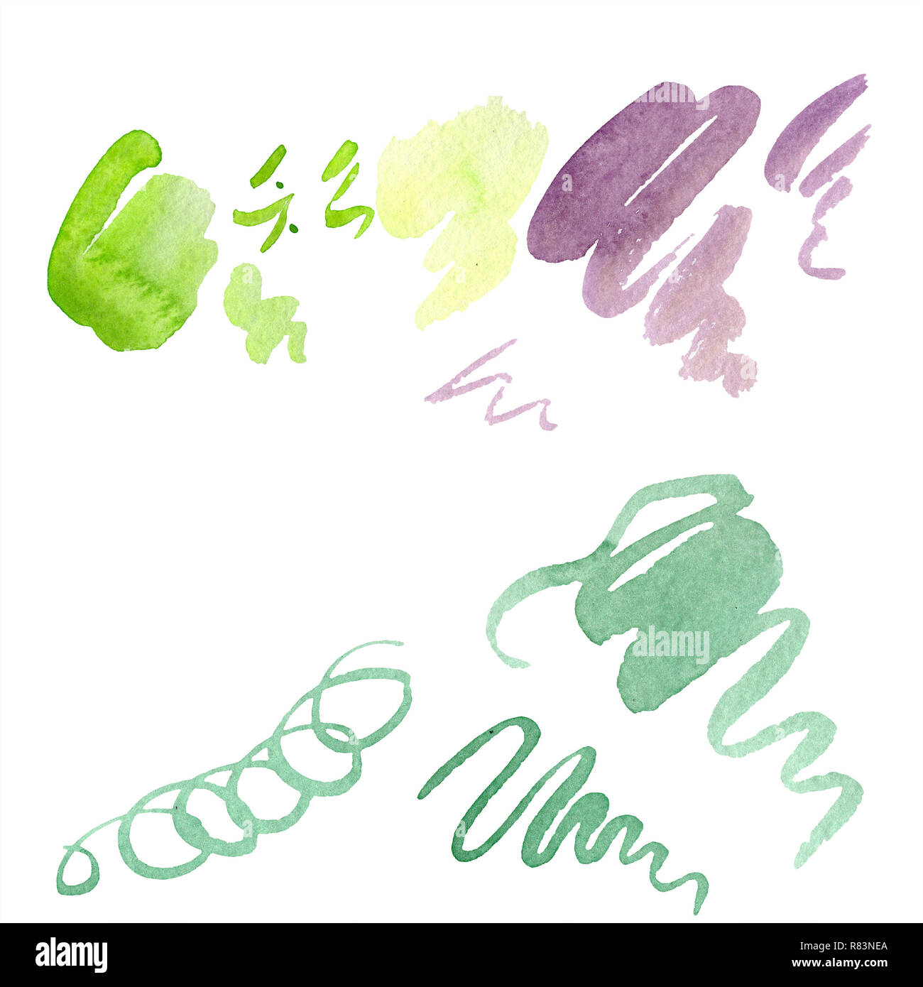Abstract green, yellow and purple aquarelle splash for background ...