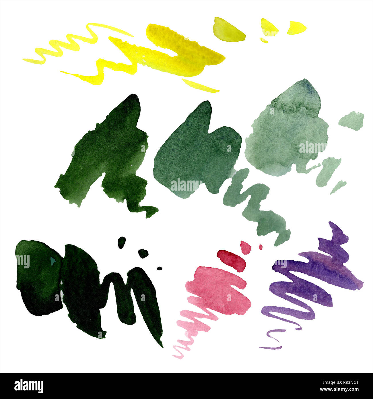 Abstract green, yellow and purple aquarelle splash for background ...