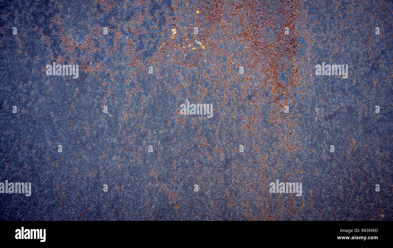 Old blue painted wall with rust texture. Grunge rusted metal background ...