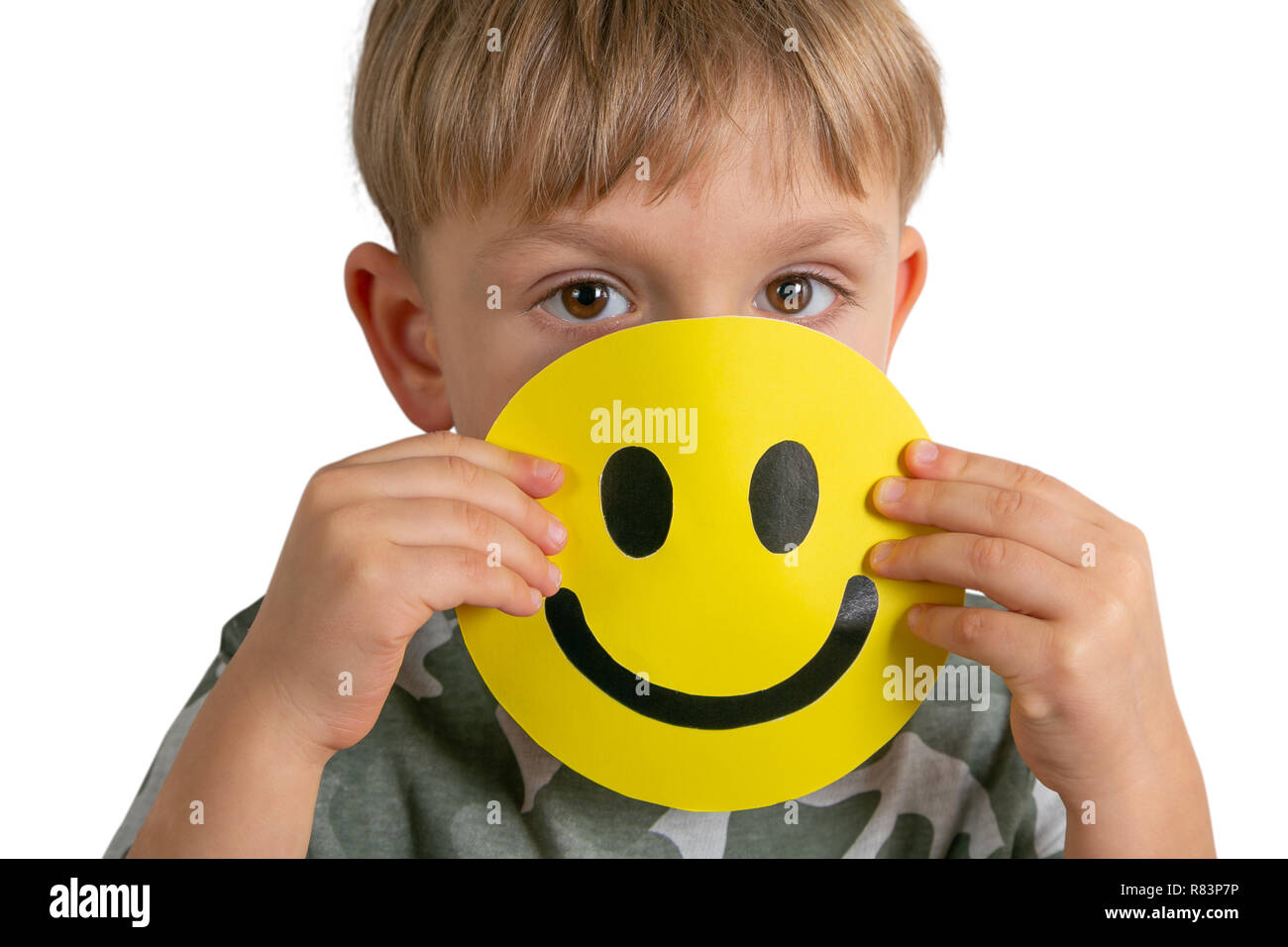 Depressed boy holding smile, pretending to be fine. Face of the ...
