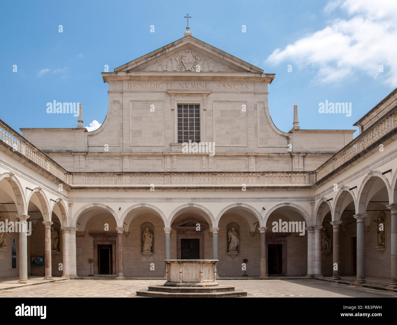 Montecassino, Italy - June 17, 2017: Cloister of Benedictine abbey of ...