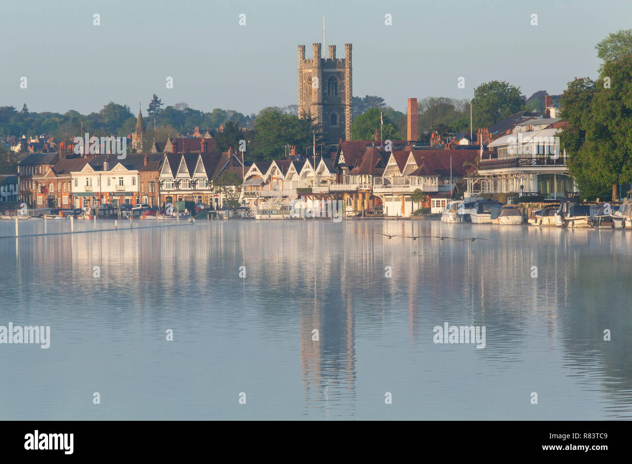 Looking South across the Thames towards the picturesque Thameside town ...
