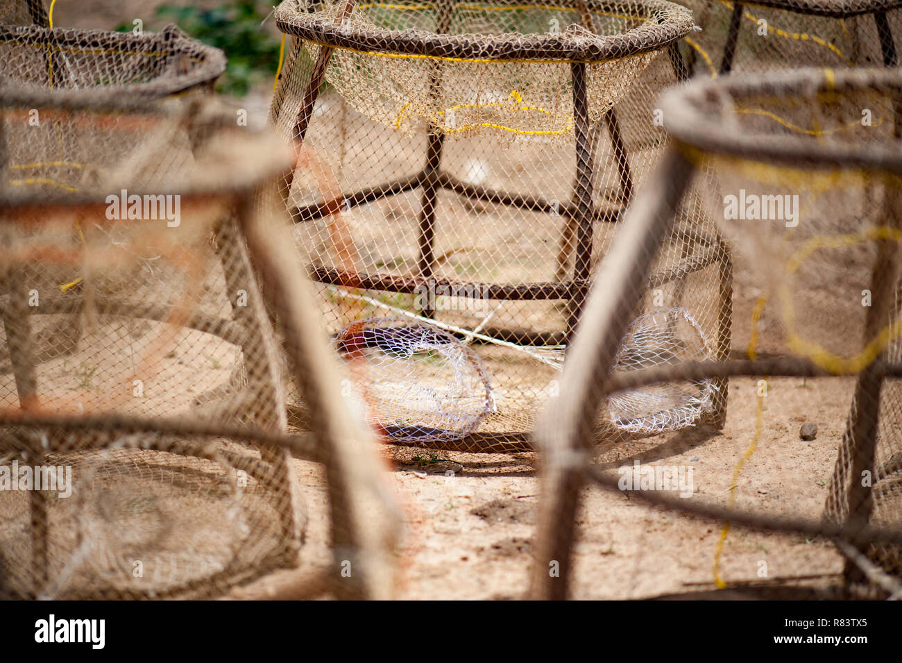 Mali,Africa - Empty fish baskets in the Niger area placed on the ground ...