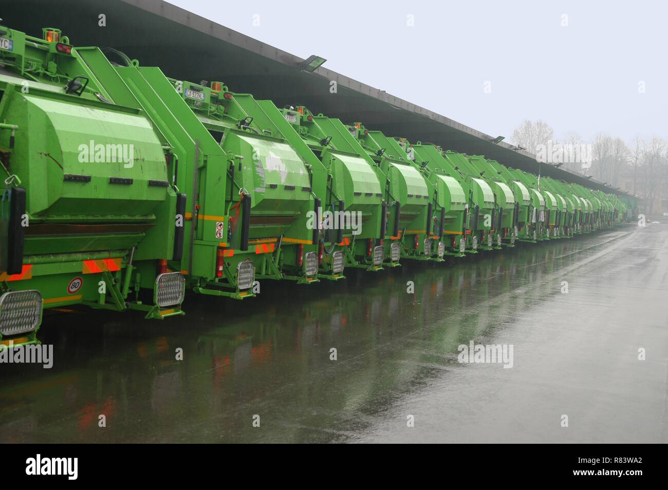 Milan (Italy), refueling station for the fleet of garbage trucks ...