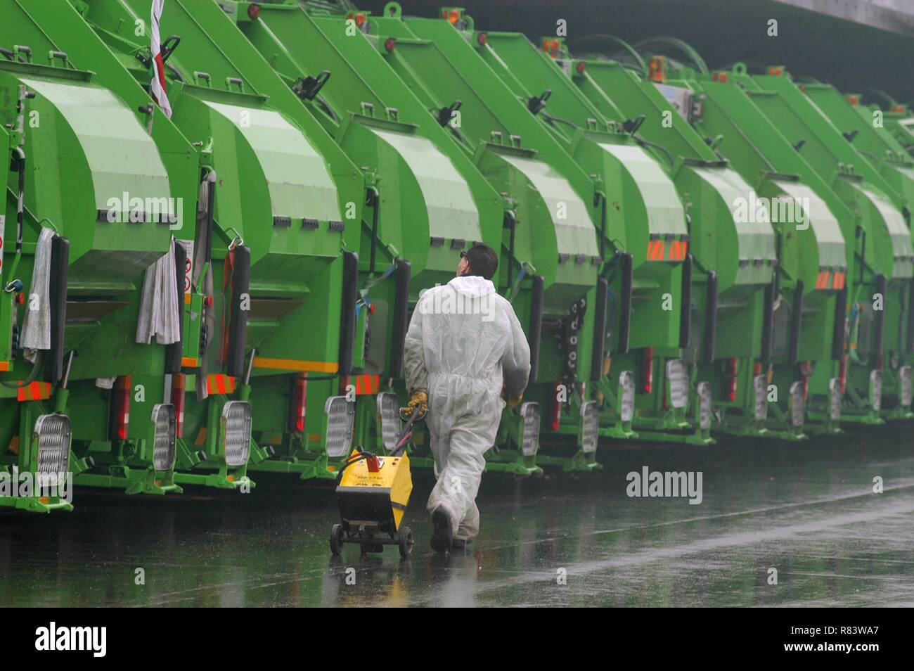 Milan (Italy), refueling station for the fleet of garbage trucks ...