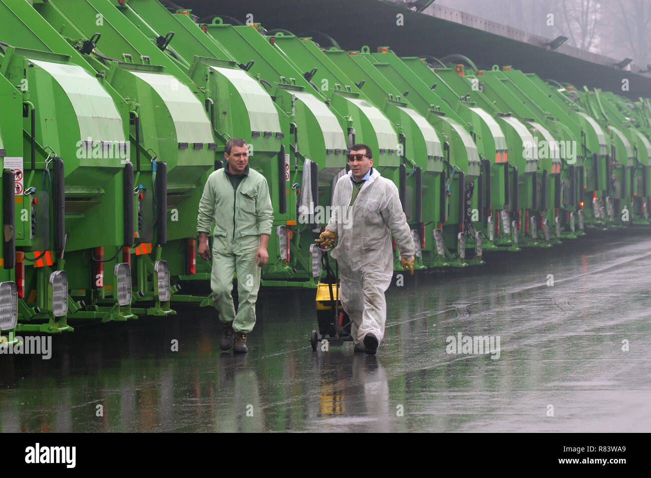 Milan (Italy), refueling station for the fleet of garbage trucks ...