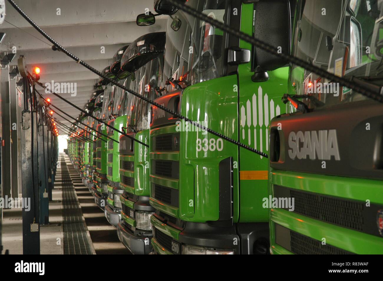 Milan (Italy), refueling station for the fleet of garbage trucks ...