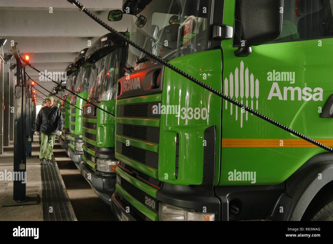 Milan (Italy), refueling station for the fleet of garbage trucks ...