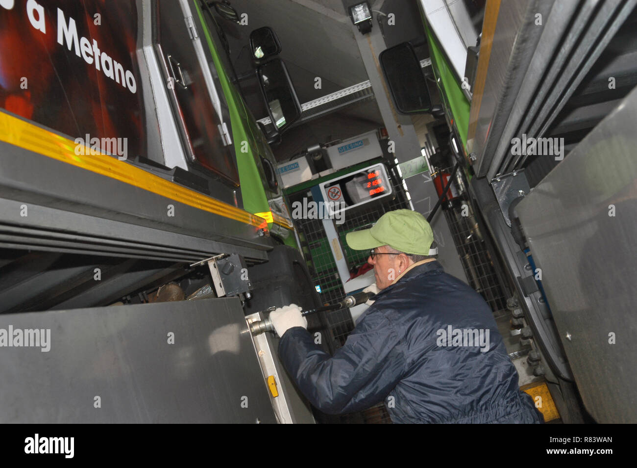 Milan (Italy), refueling station for the fleet of garbage trucks ...