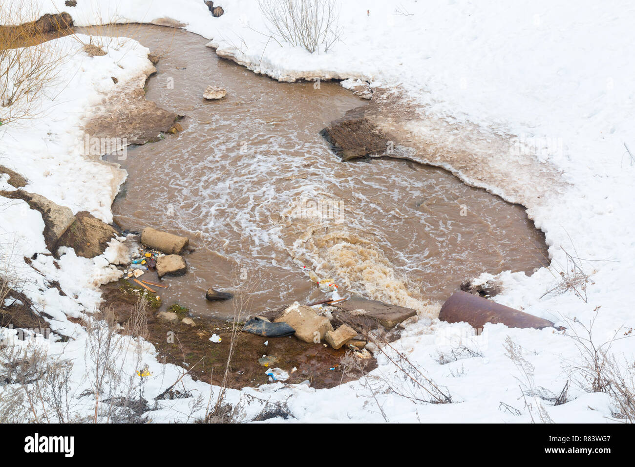 Pollution of nature by sewage Stock Photo - Alamy