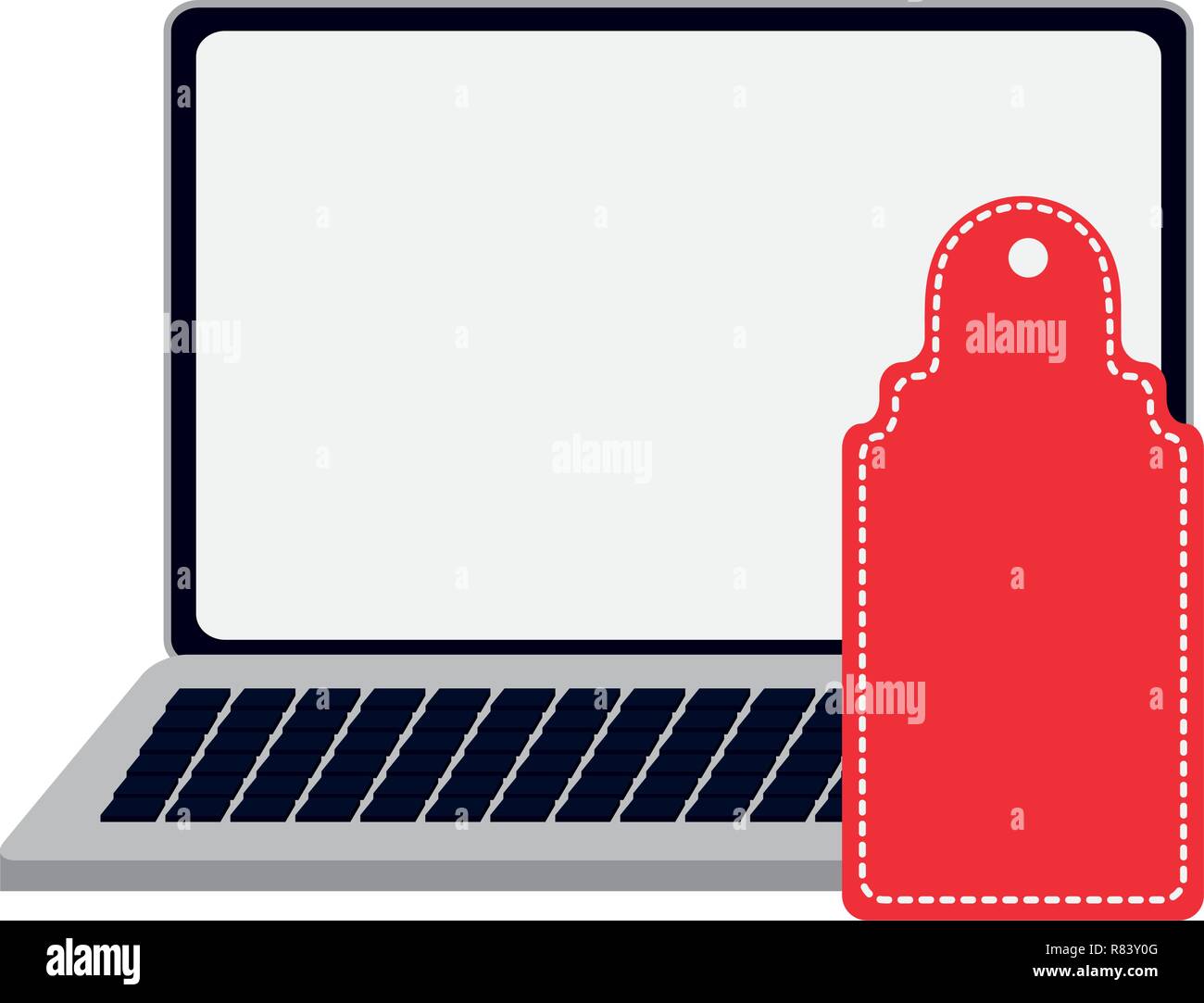 online shopping laptop tag price vector illustration Stock Vector Image ...