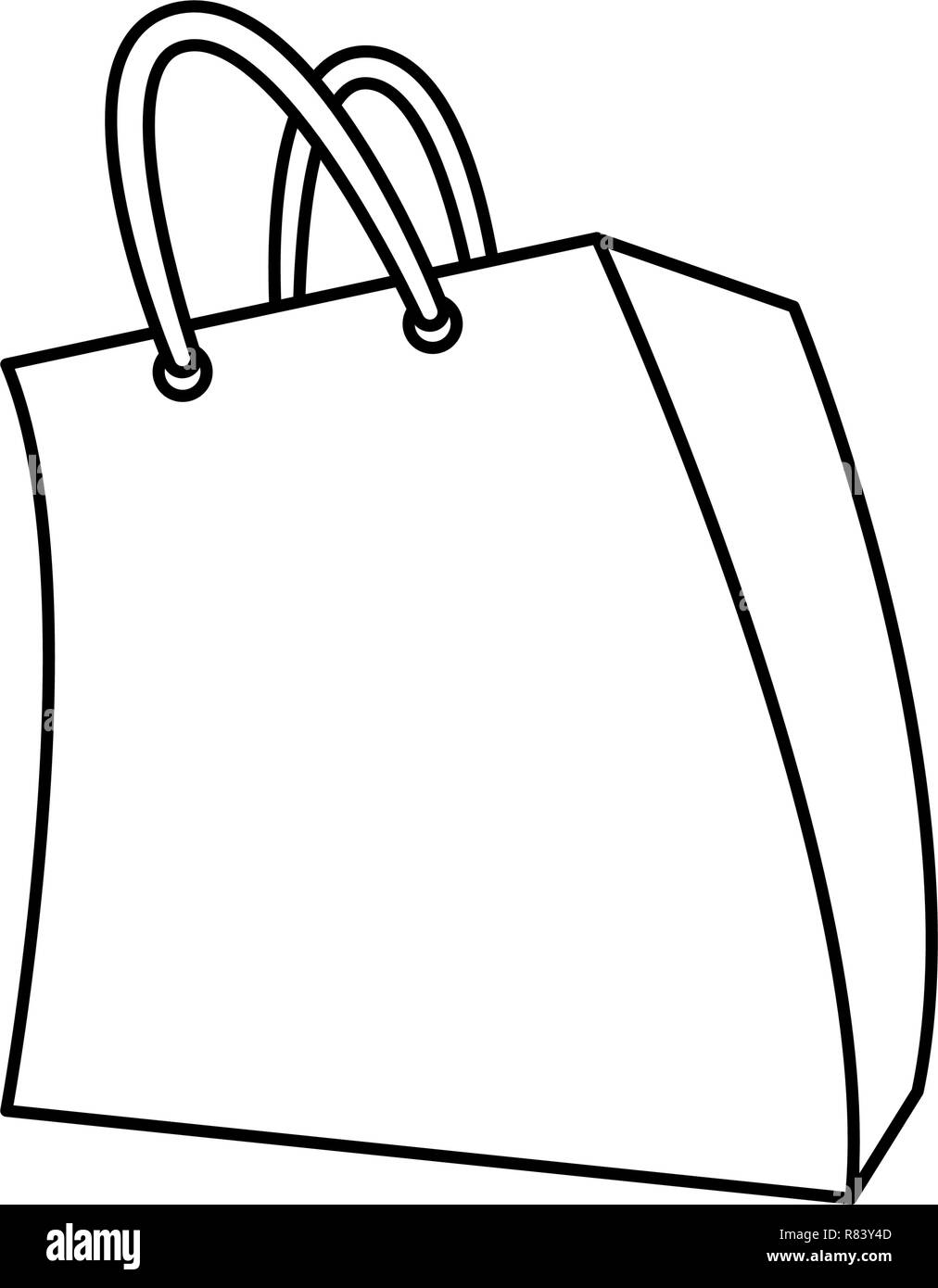 shopping bag on white background vector illustration outline Stock ...