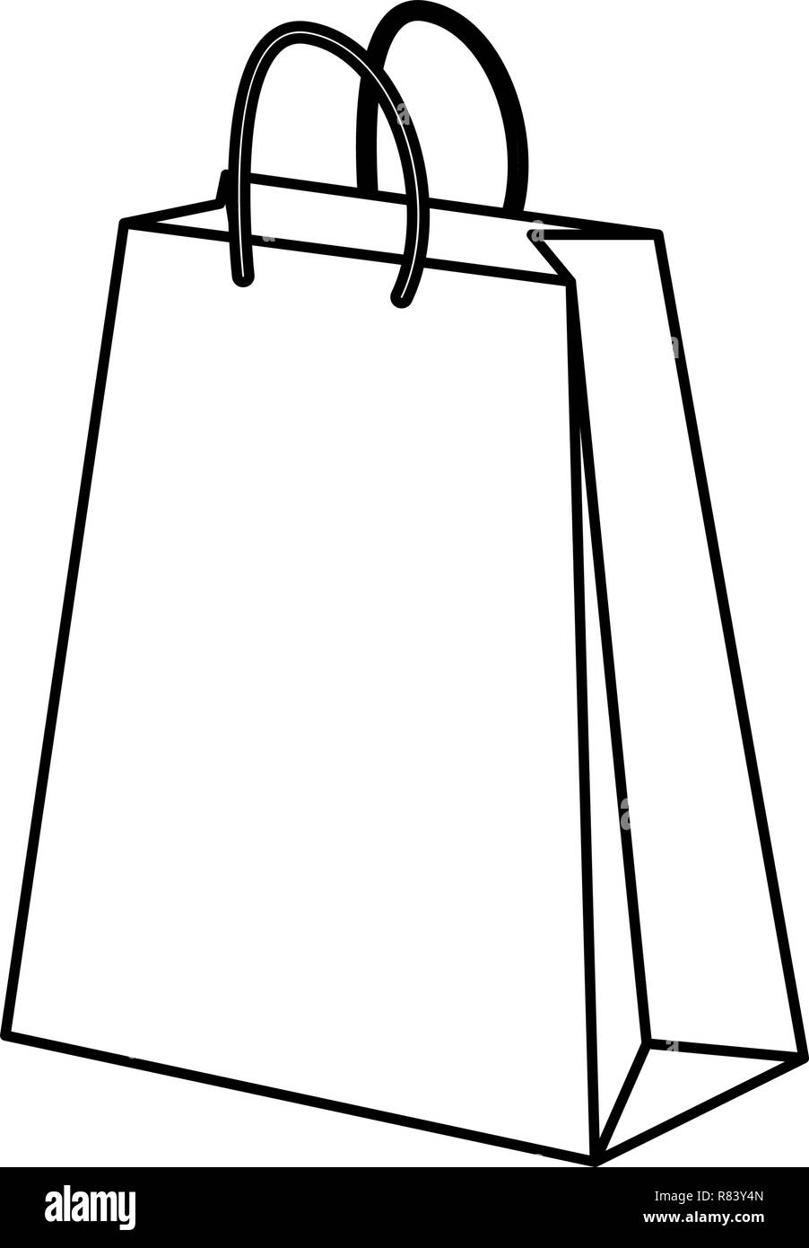 shopping bag on white background vector illustration outline Stock ...