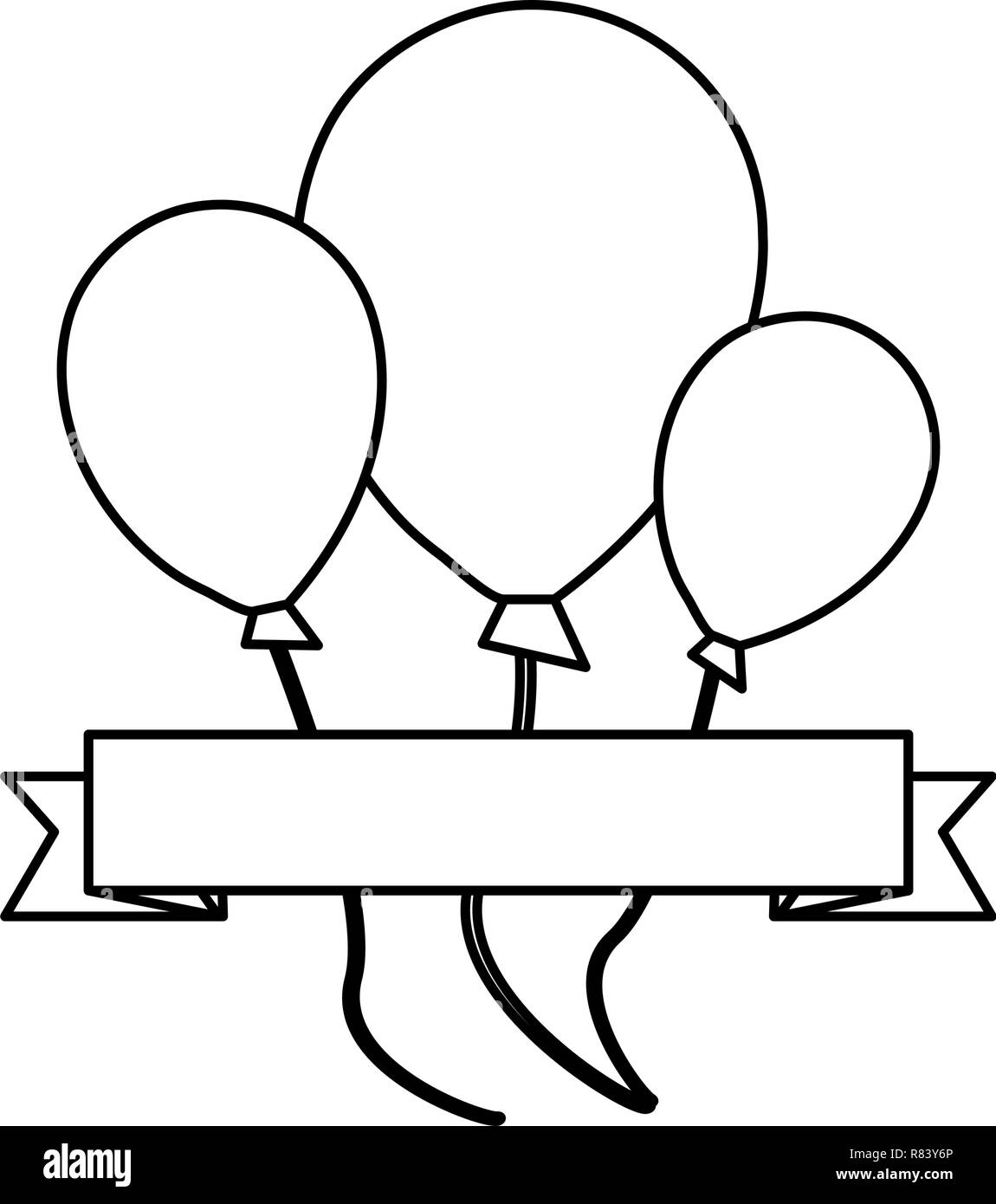balloons decoration on white background vector illustration outline ...
