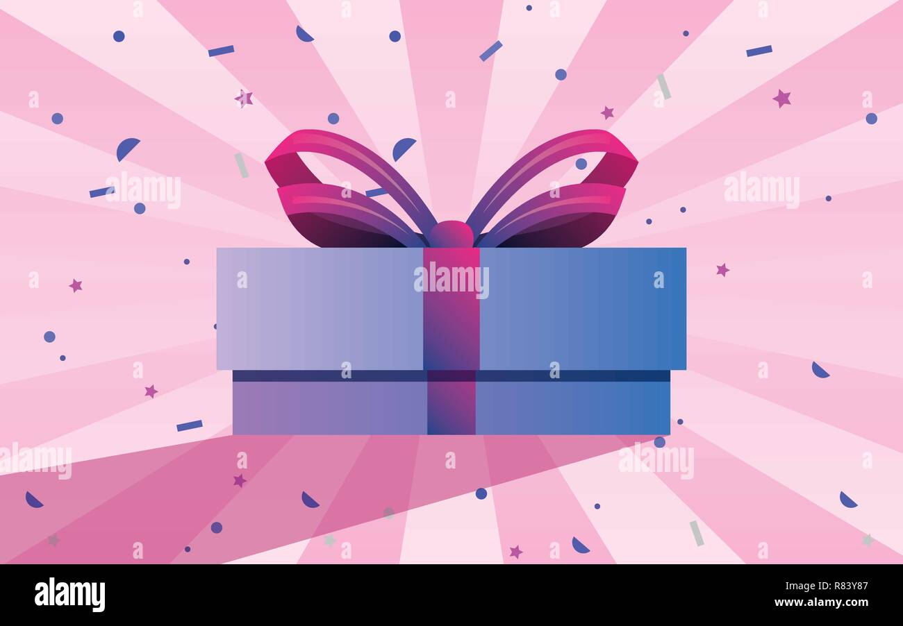 gift box confetti celebration event vector illustration Stock Vector ...
