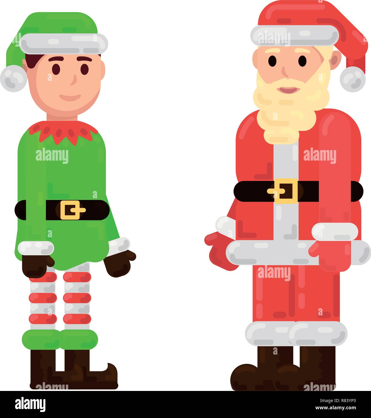 Santa Claus and Christmas Elf, vector illustration on white background ...