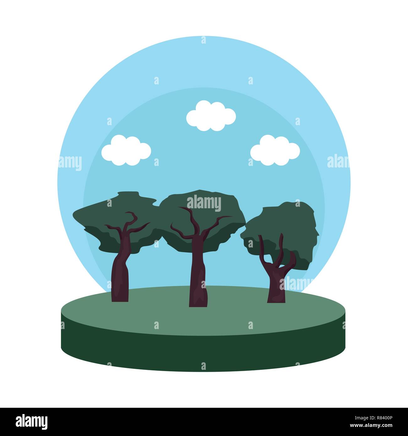 three trees sky nature forest vector illustration Stock Vector Image ...