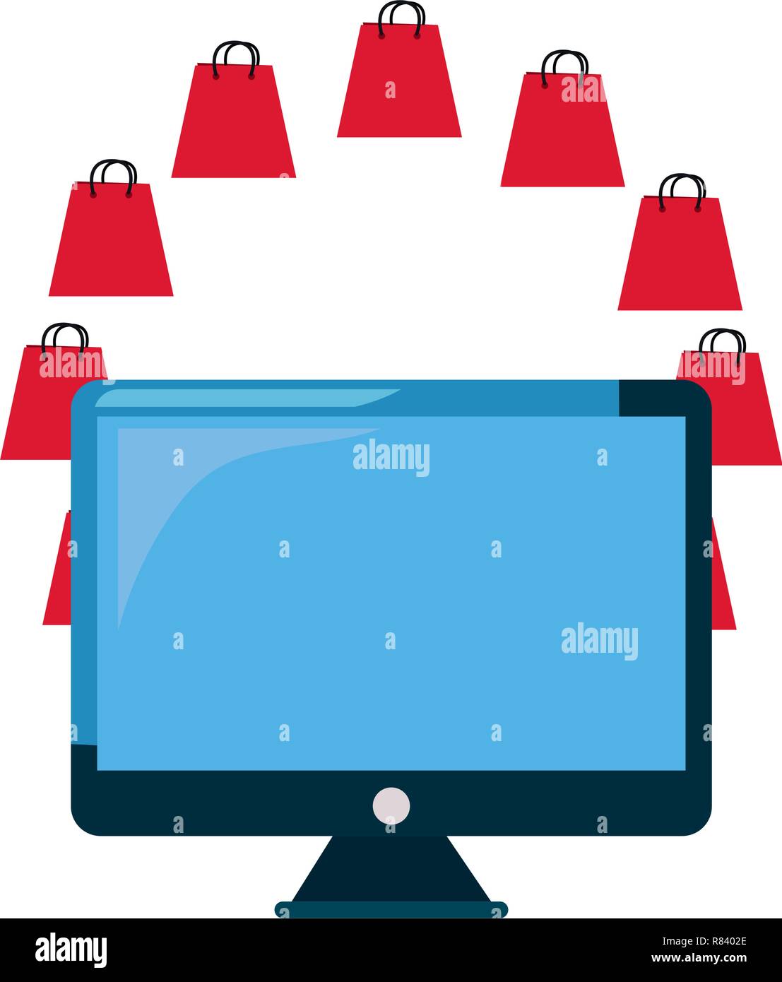 online shopping bags and computer vector illustration Stock Vector ...