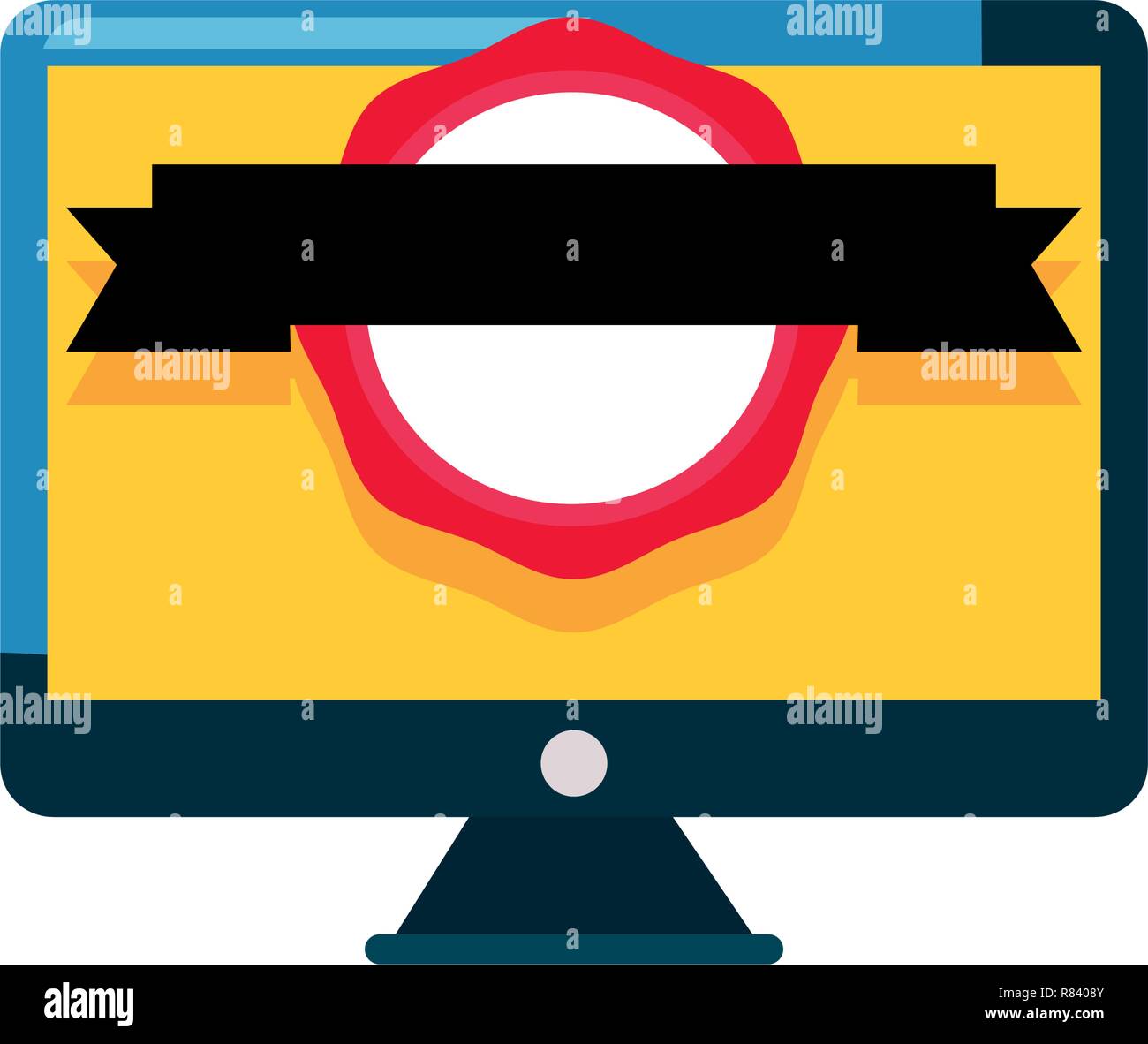 online shopping computer badge ribbon vector illustration Stock Vector ...