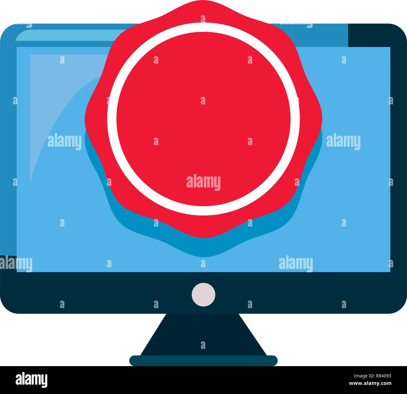 online shopping computer badge template vector illustration Stock ...