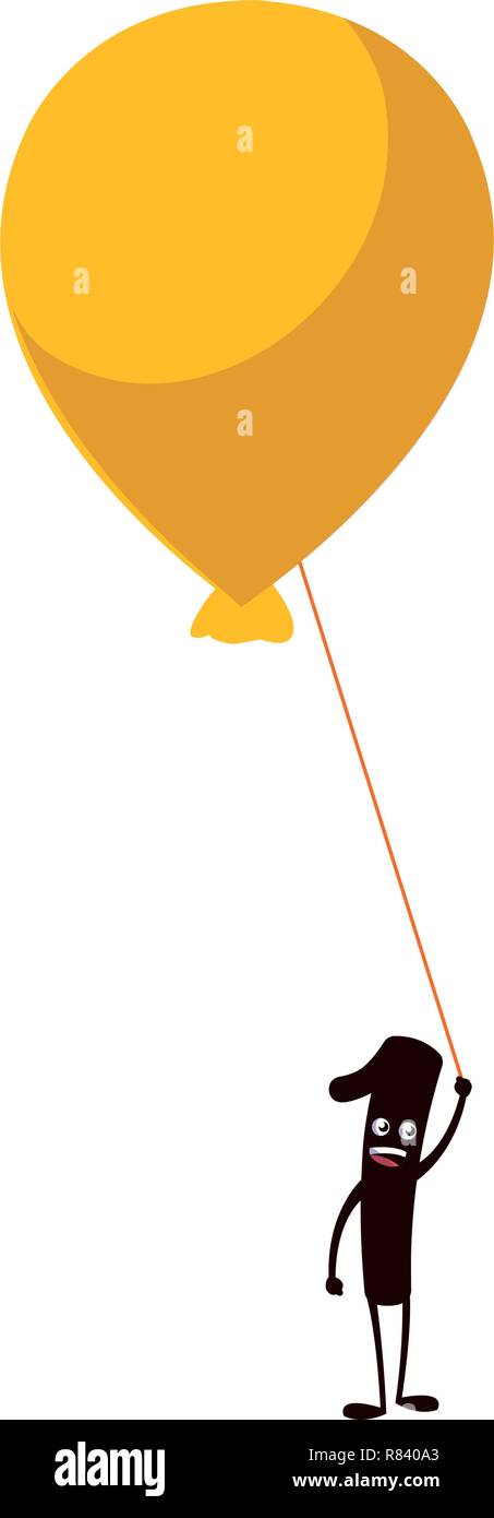 cartoon number one holding a balloon over white background, vector ...