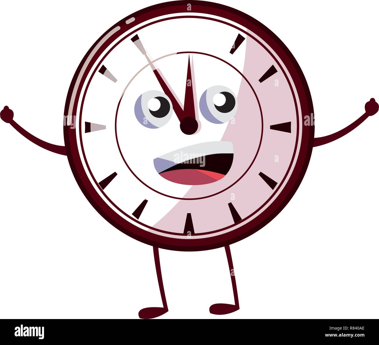 cartoon clock icon over white background, vector illustration Stock ...