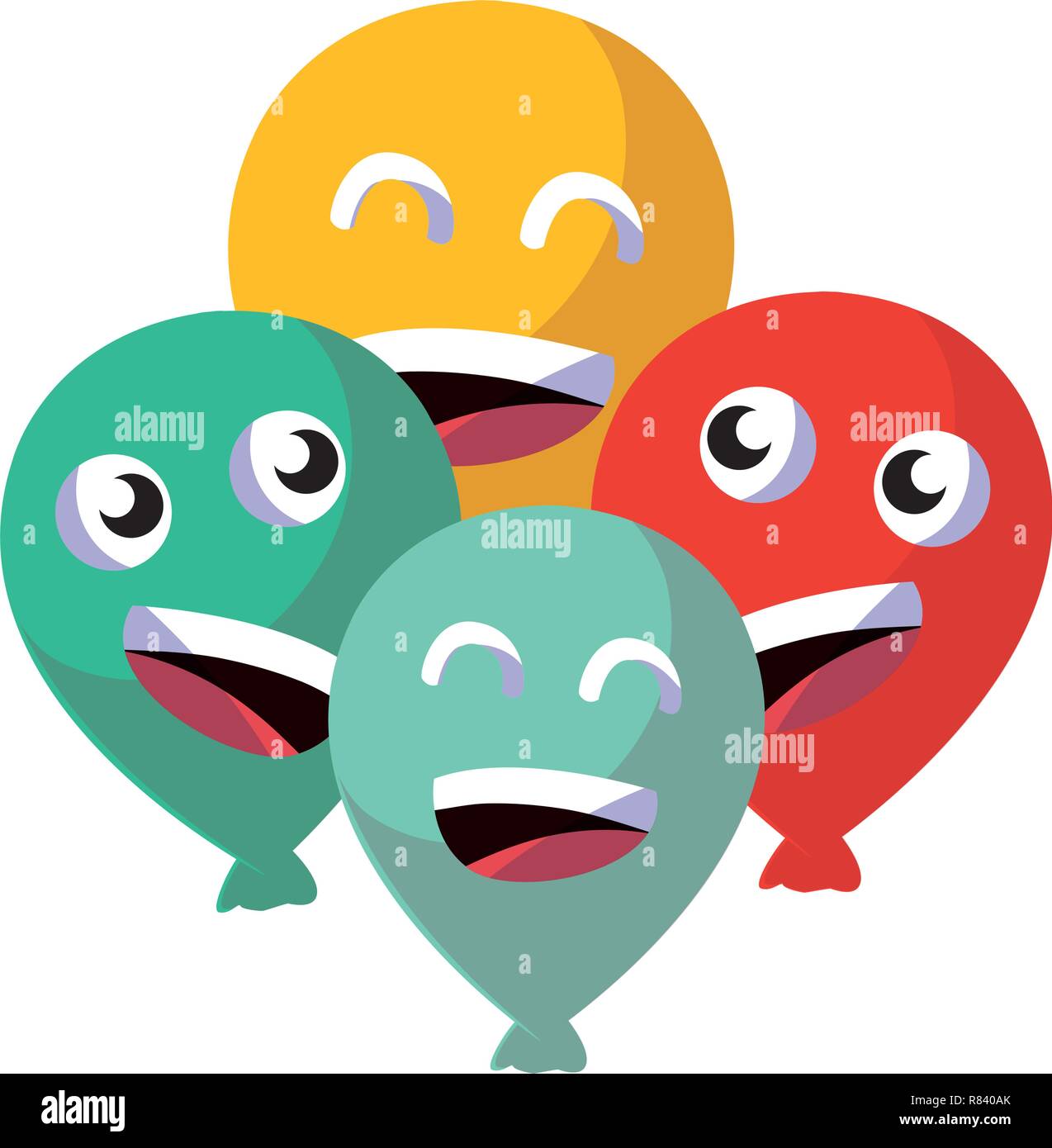 cartoon balloons over white background, colorful design, vector ...