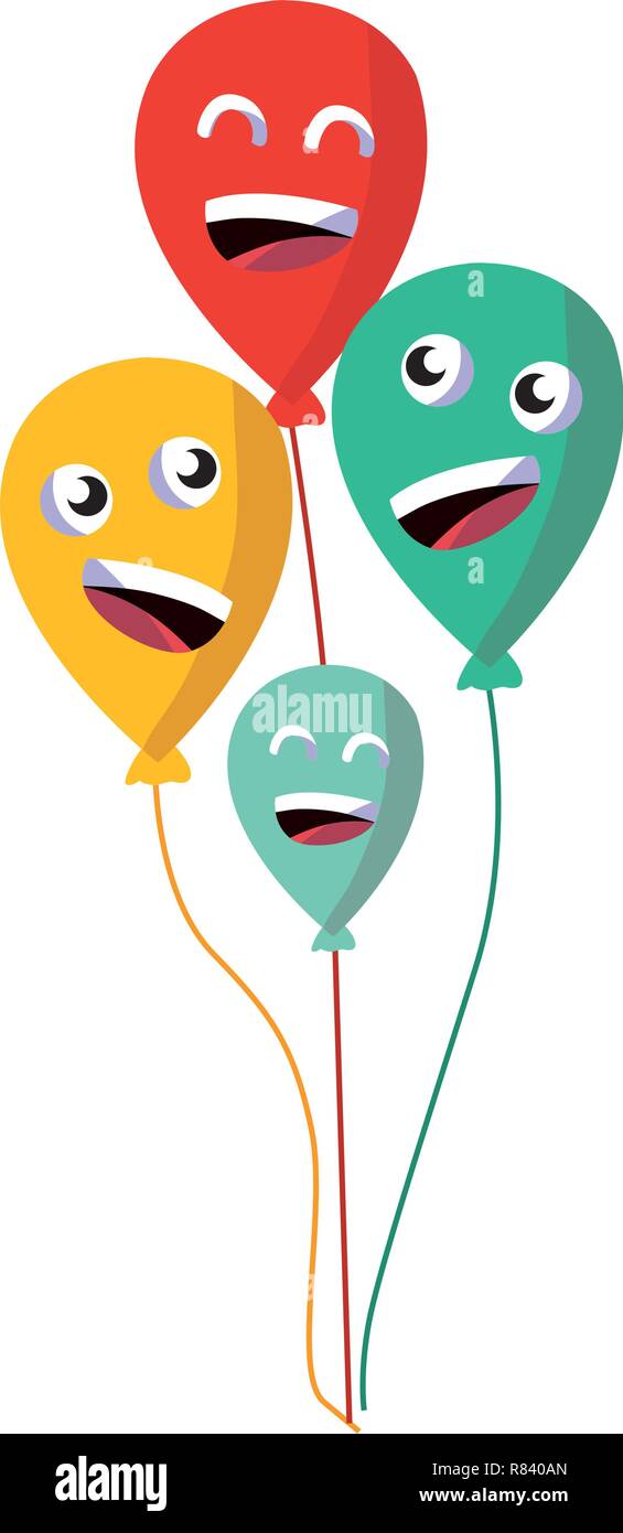 cartoon balloons over white background, colorful design, vector ...