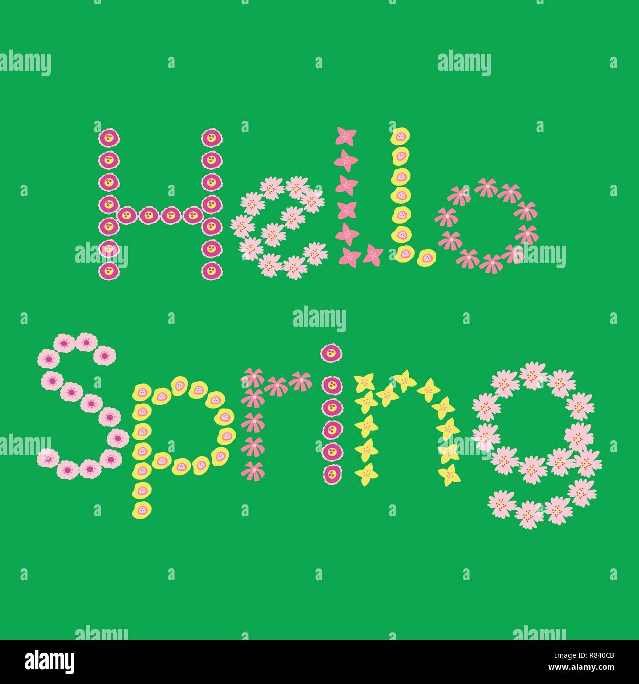 Hello Spring flower lettering vector illustration Stock Vector Image ...