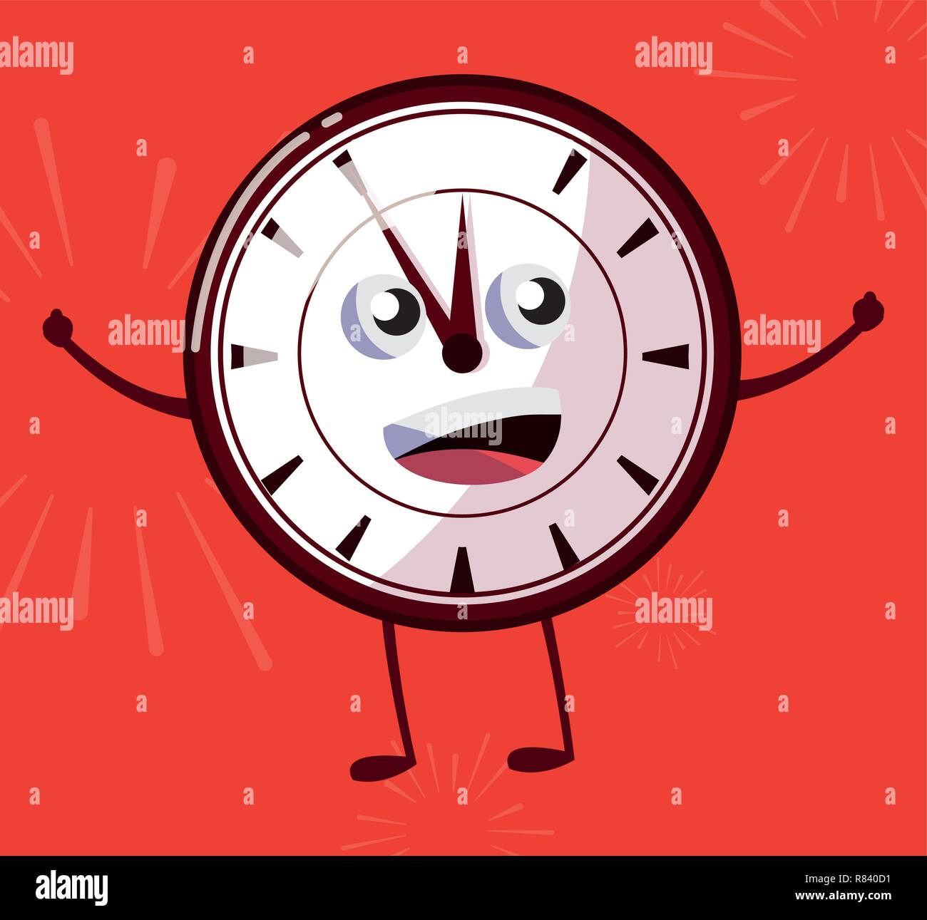 cartoon clock icon over red background, vector illustration Stock ...
