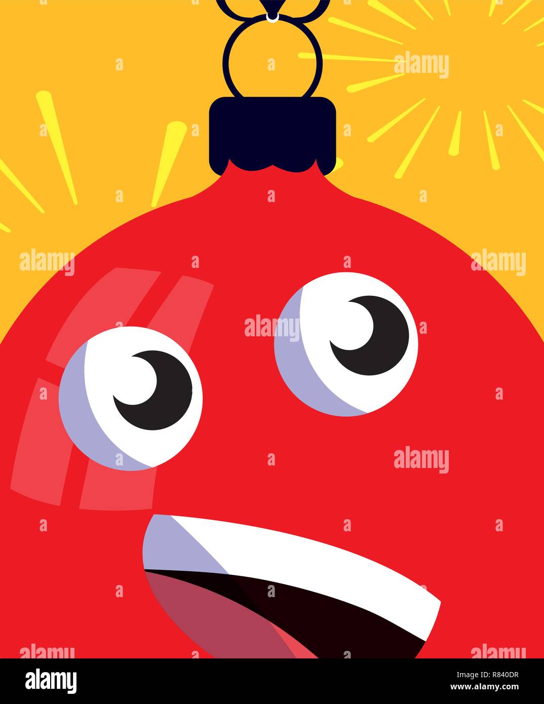 cartoon christmas ball over yellow background, colorful design, vector ...