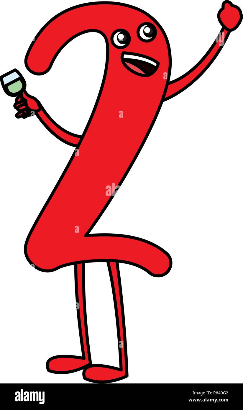 cartoon number two over white background, vector illustration Stock ...