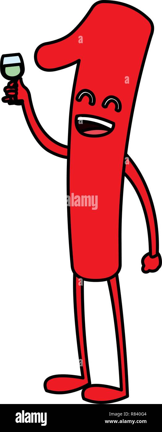 cartoon number one over white background, vector illustration Stock ...