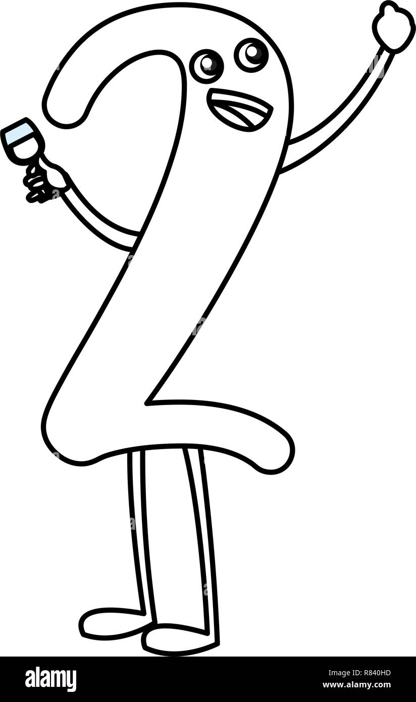 cartoon number two over white background, vector illustration Stock ...