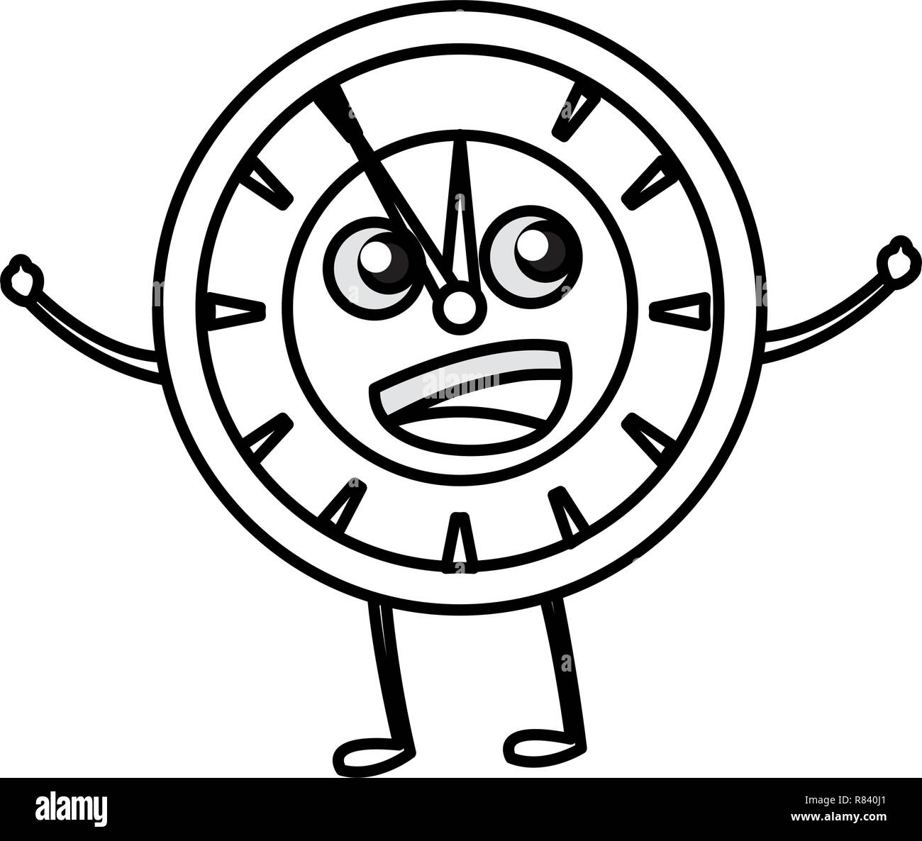Alarm Clock Cartoon Illustration Black and White Stock Photos & Images ...