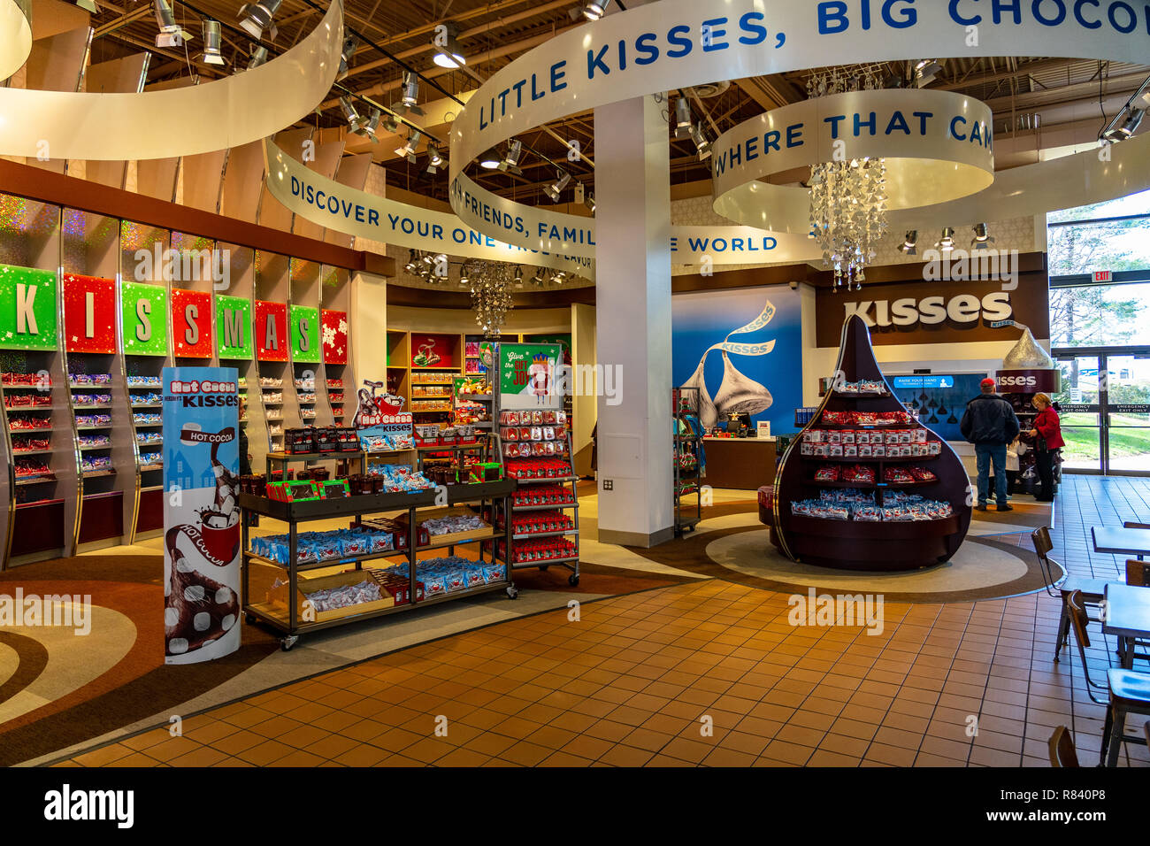 Hershey, PA, USA - December 11, 2018: Inside Chocolate World, there are ...