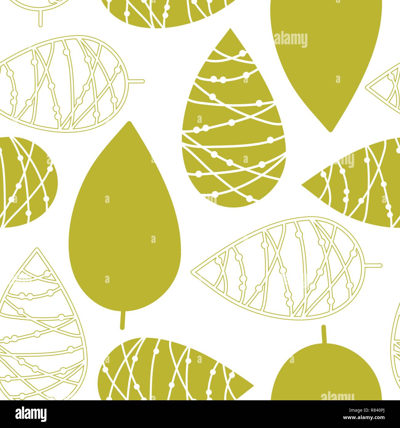 Abstract green doodle leaves on a white background Stock Vector Image ...